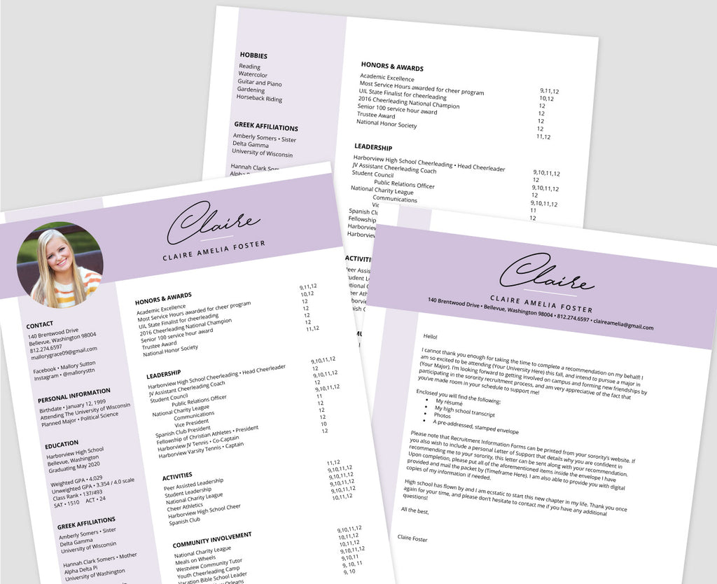 Color Block Microsoft Word Resume Templates – SororityPackets.com