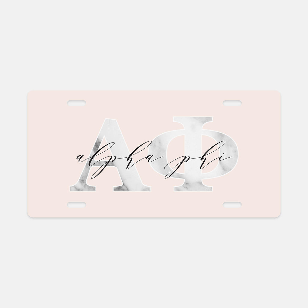 Marble & Blush Sorority License Plate – SororityPackets.com