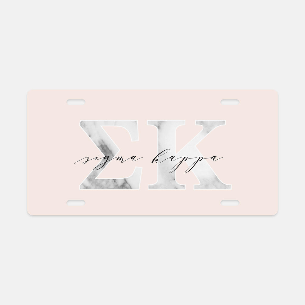 Marble & Blush Sorority License Plate – SororityPackets.com