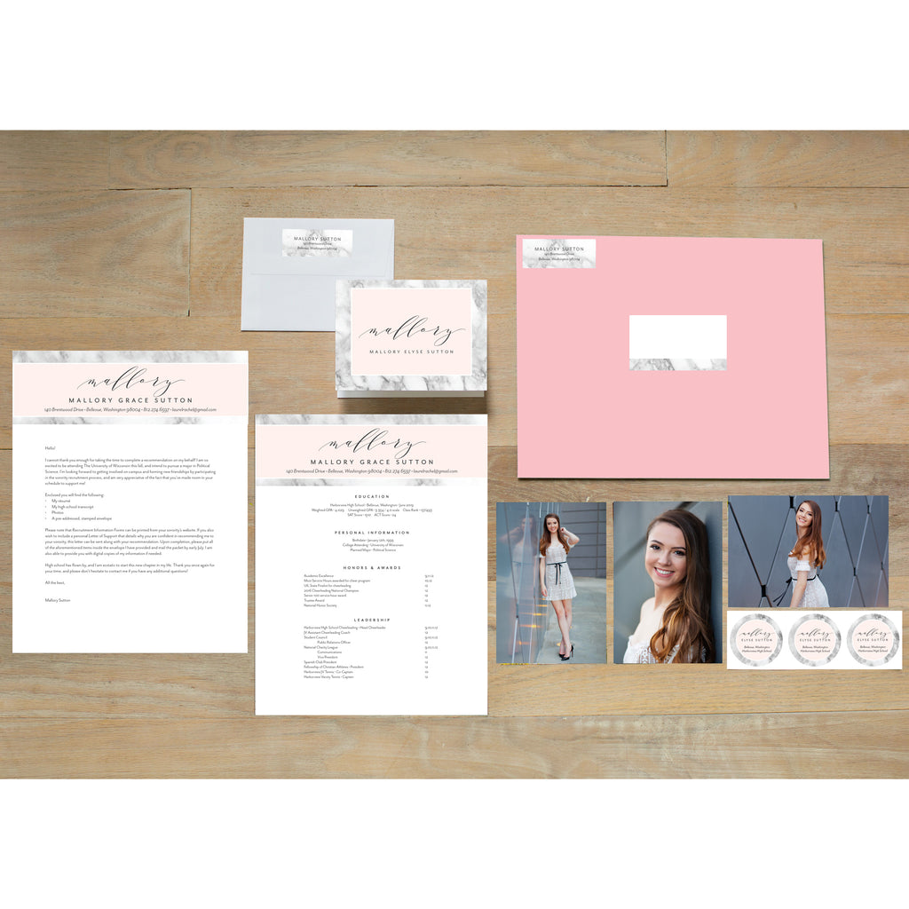 Marble Blush Sorority Packet | Sorority Recruitment Packet ...